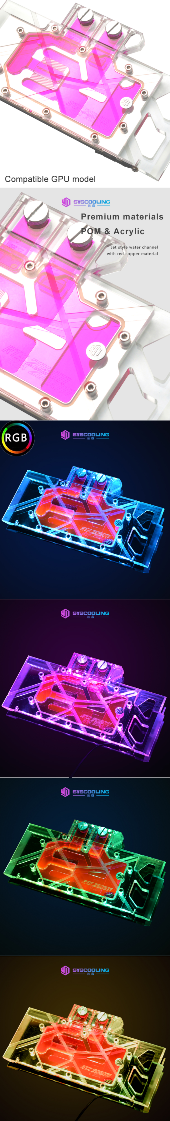 Syscooling Full Coverage GPU Water Block For Graphics Card Heatsink for ...